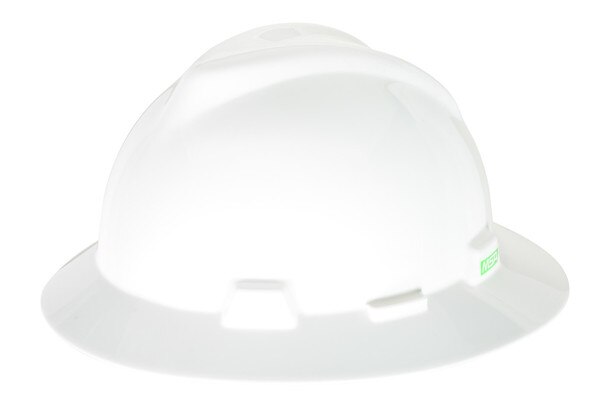 MSA White V-Gard® Polyethylene Full Brim Hard Hat With Suspension ...