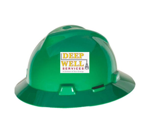 MSA V-Gard Full Brim Hard Hat - Green - Fas-Trac Suspension - DWS Logo ...