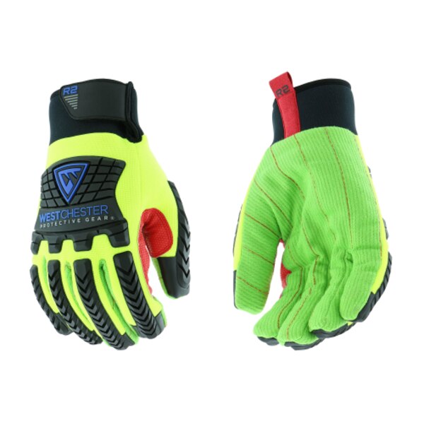 R2 Winter Green Corded Palm Rigger Glove with Hook and loop Wrist ...
