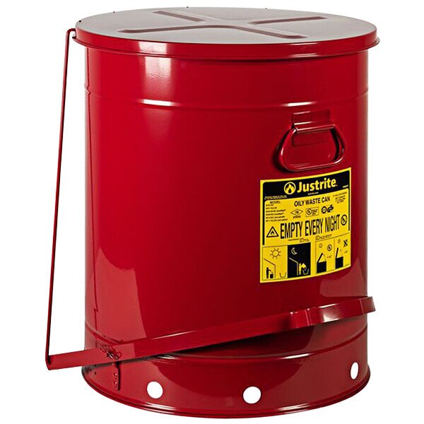 JustRite OSHA Compliant Oily Waste Cans w/ Foot Operated Cover - 21 Gal ...