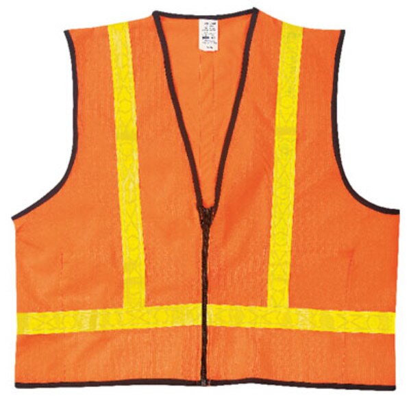 MCR Class 2 Polyester Mest Safety Vest w/ Zipper, Orange - VA221R ...